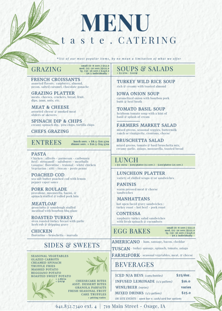 t a s t e . Event Catering – Taste Osage